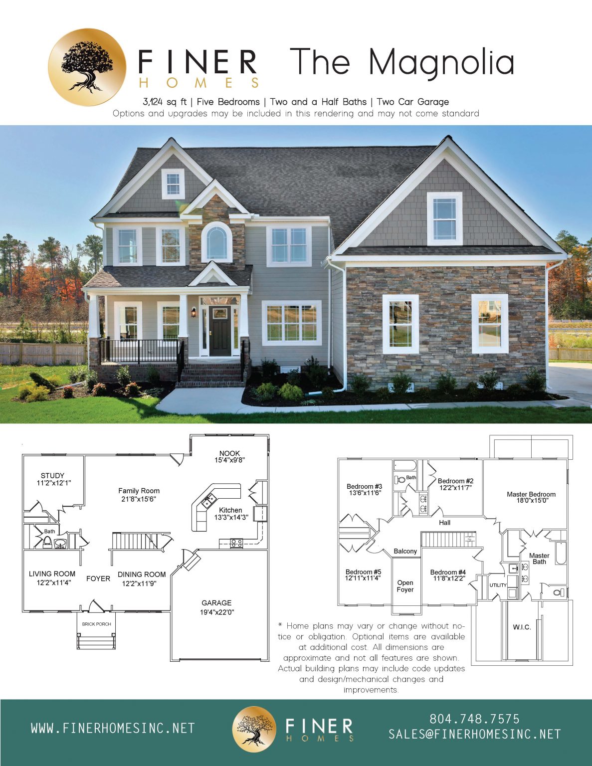 The Magnolia | Multi-Story House Plans | Finer Homes Inc | Chesterfield VA